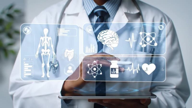 Doctor Using Futuristic Digital Interface for Medical Diagnostics and ...