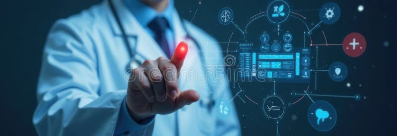 Doctor Using Futuristic Interface for Medical Data Analysis Stock Image ...