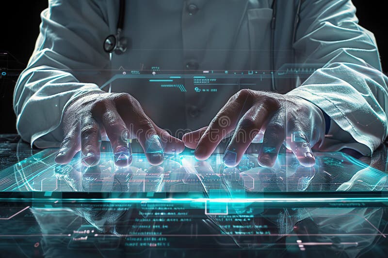 Doctor Using Futuristic Interface To Analyze Data Stock Image - Image ...