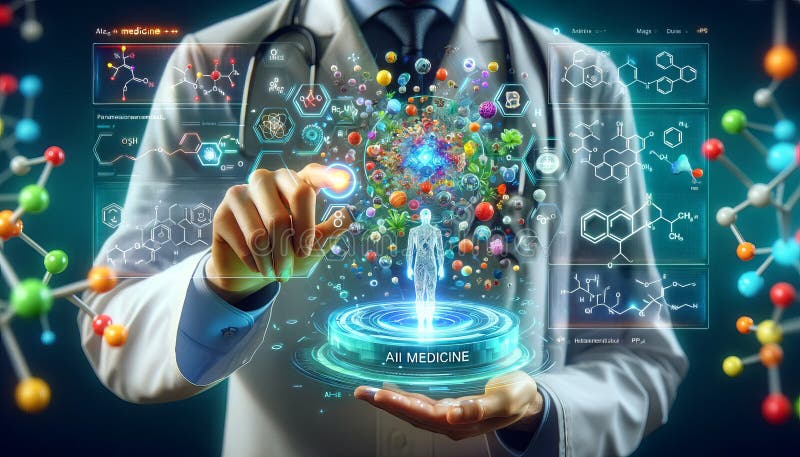 Doctor Using High Tech Diagnostic Hologram Panel for Science Genetic ...