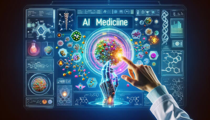 Doctor Using High Tech Diagnostic Hologram Panel for Science Genetic ...