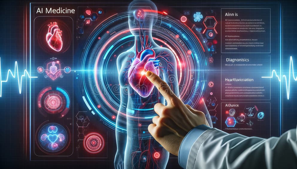 Doctor Using High Tech Diagnostic Panel Hologram Human Body and ...