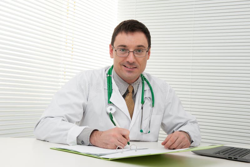 Doctor Using His Laptop Computer Stock Photo - Image of researcher ...