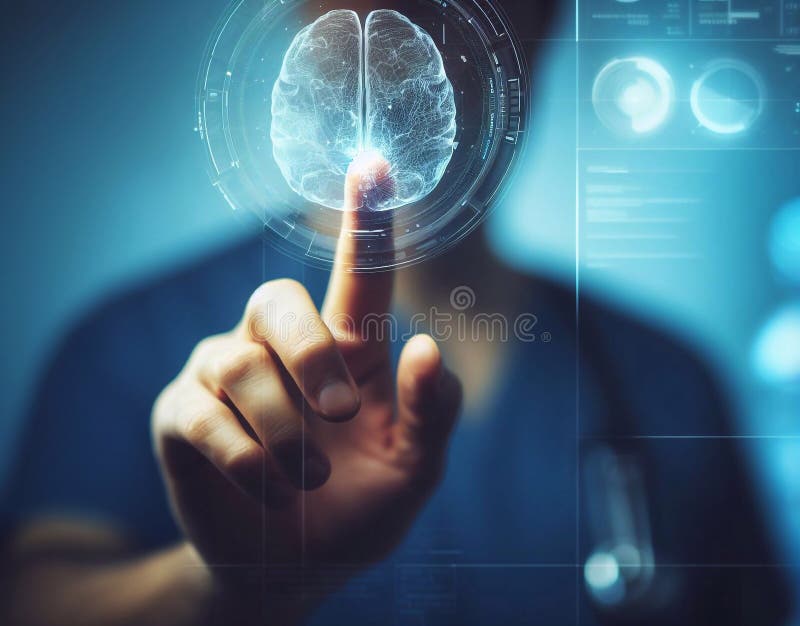 Doctor is Using Hologram of Brain System in Operating Room Generative ...