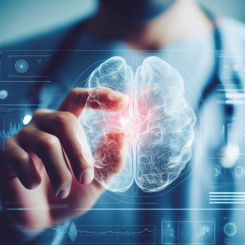 Doctor is Using Hologram of Brain System in Operating Room Generative ...