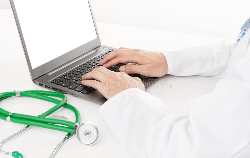 Doctor Using Laptop Close Up Stock Photo - Image of young, social: 49780596