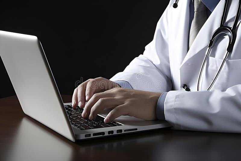 Doctor Using a Laptop Computer. Medical Concept. Generative AI Stock ...
