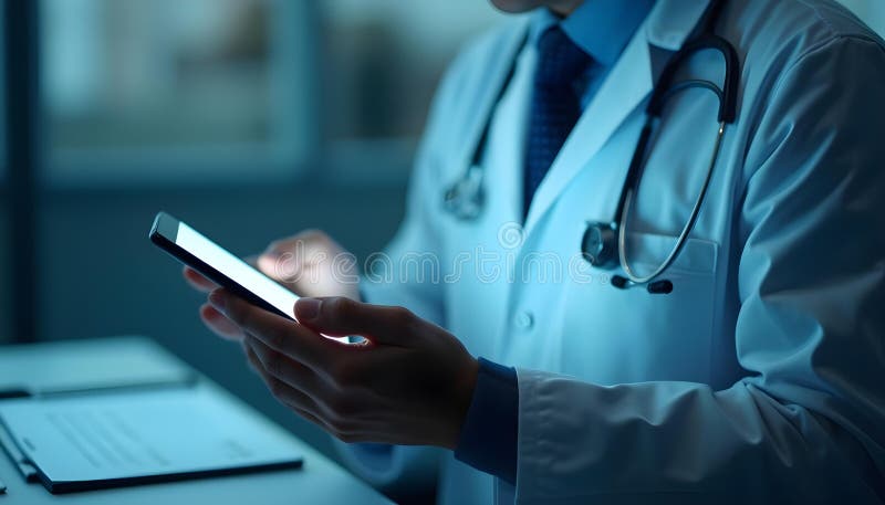 A Doctor Using a Mobile Phone Stock Illustration - Illustration of ...