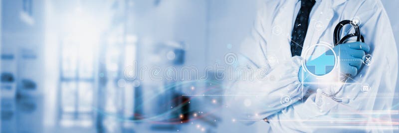 Doctor Using System Analysis Treatment Healthcare Patient, Data Network ...