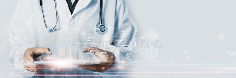 Doctor Using System Analysis Treatment Healthcare Patient, Data Network ...