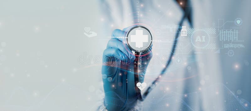 Doctor Using System Analysis Treatment Healthcare Patient, Data Network ...