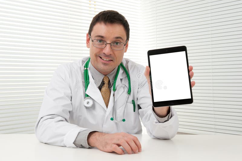 Doctor Using Tablet Computer Stock Image - Image of confident, corridor ...