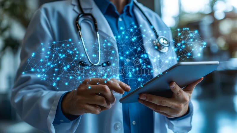 Doctor Using Tablet, Digital Network Stock Illustration - Illustration ...
