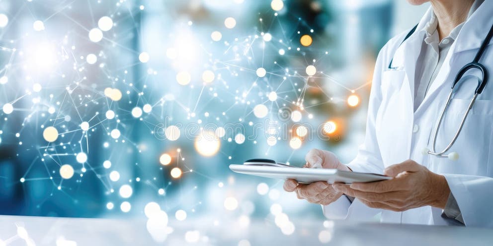 Doctor Using Tablet with Digital Network Connections in Modern Medical ...