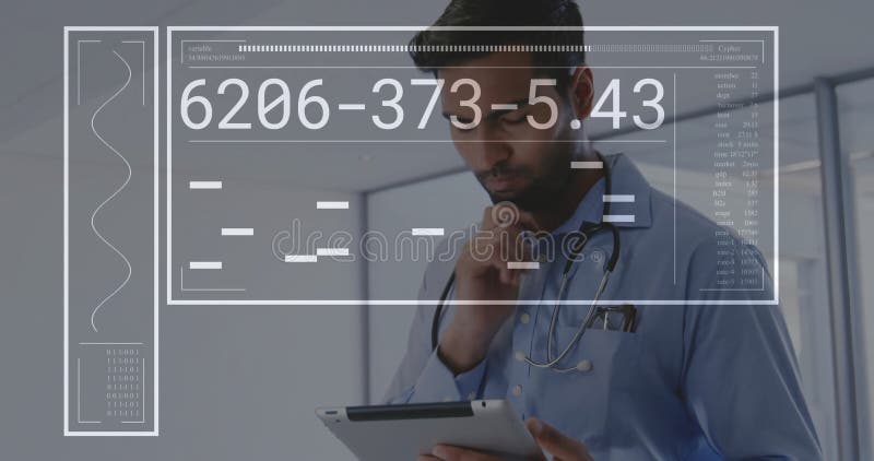 Doctor Using Tablet in Medical Corridor, Visualizing Health Charts and ...