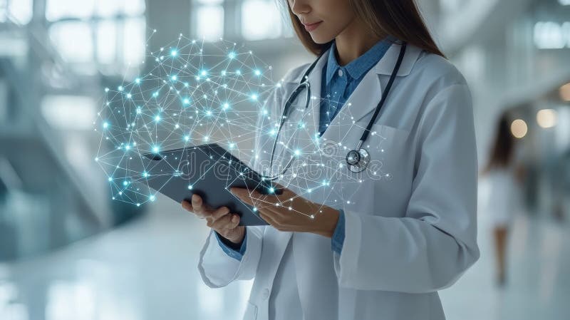Doctor Using Tablet, Neural Network Stock Illustration - Illustration ...