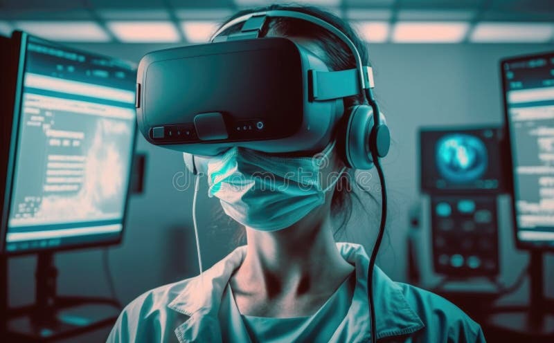 Doctor Using a Virtual Reality Headset. Futuristic Concept of Doctor ...