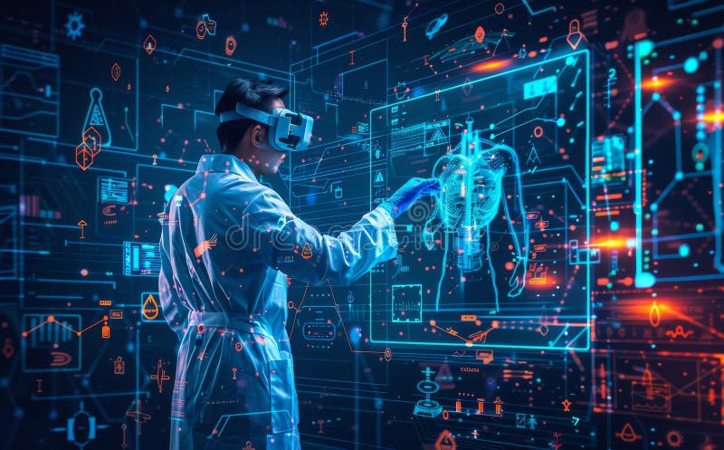 Doctor Using Virtual Reality Technology for Advanced Medical Research ...