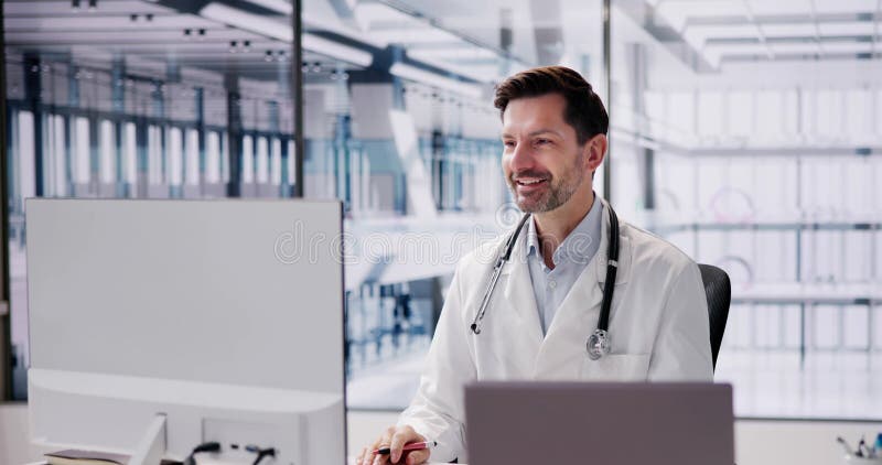 Doctor Video Conference Call. Elearning Webinar Stock Photo - Image of ...