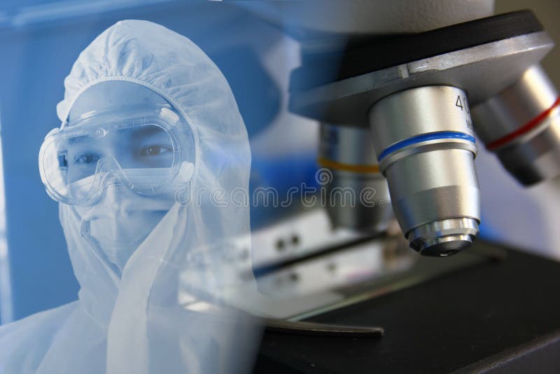 Doctors Working in Virus Lab. Doctor Using Microscope Check for Viruses ...