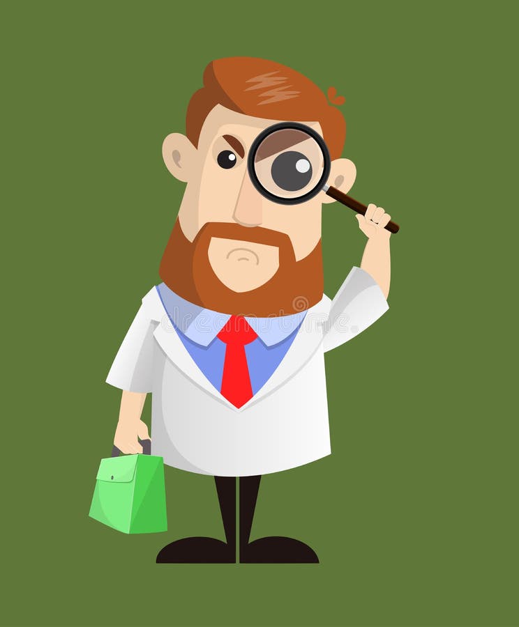 Doctor - Watching with Magnifier Stock Vector - Illustration of ...