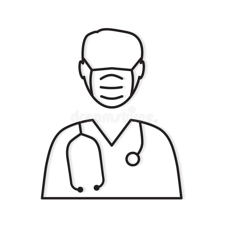 Doctor Wearing Protective Mask Icon Stock Vector - Illustration of ...