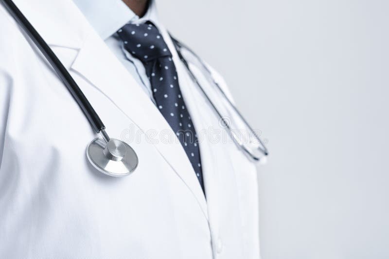 Doctor in White Robe with Stethoscope on His Chest Stock Photo - Image ...