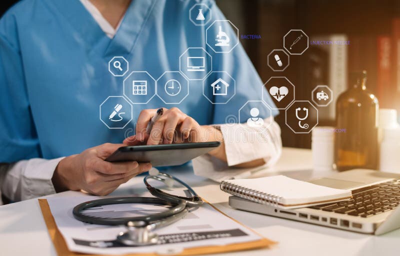 Doctor Work on Digital Tablet Healthcare Doctor Technology Tablet ...