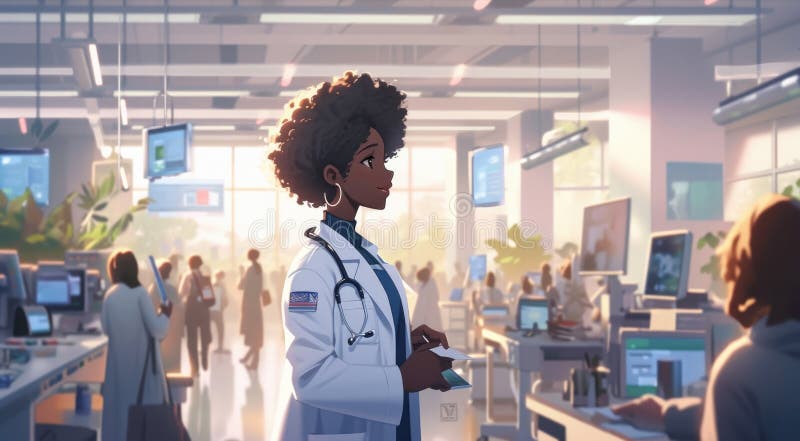Doctor at Work in a Hospital - Generative AI Stock Illustration ...