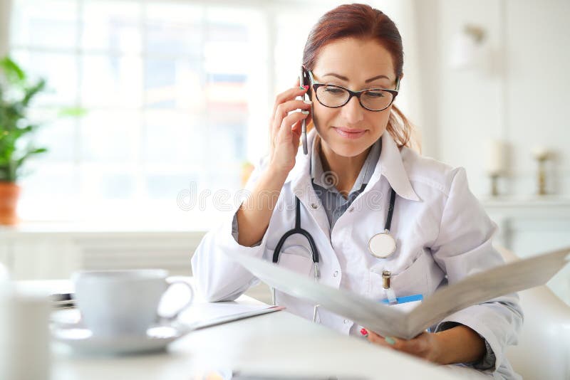 Doctor at work stock image. Image of caucasian, clinic - 115749225