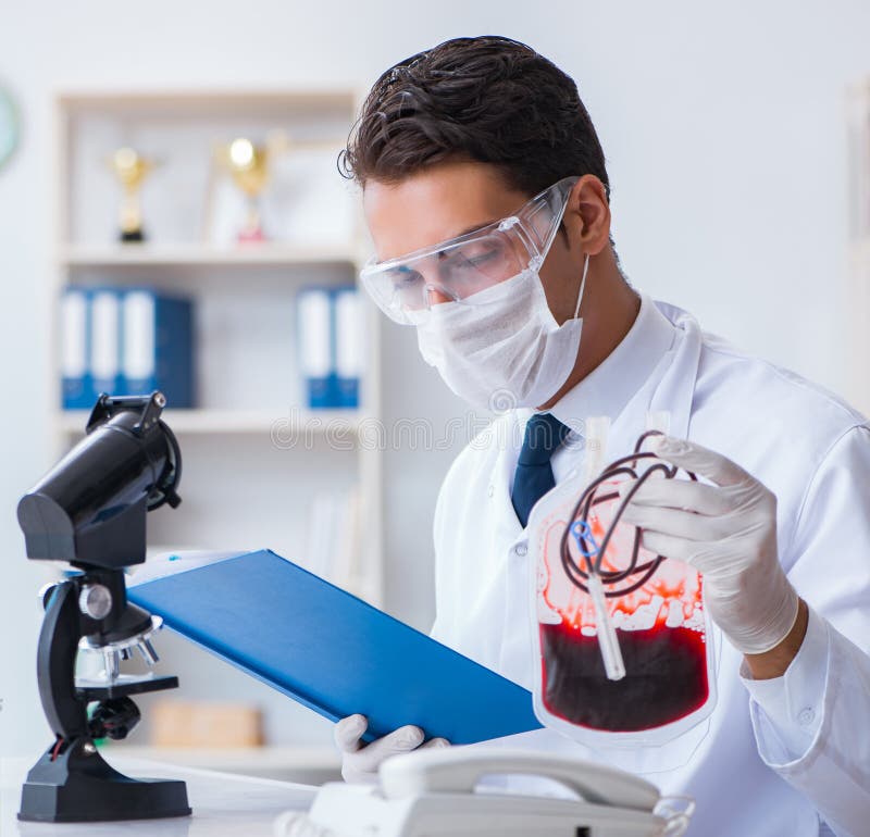 Doctor Working with Blood Samples in Hospital Clinic Lab Stock Image ...