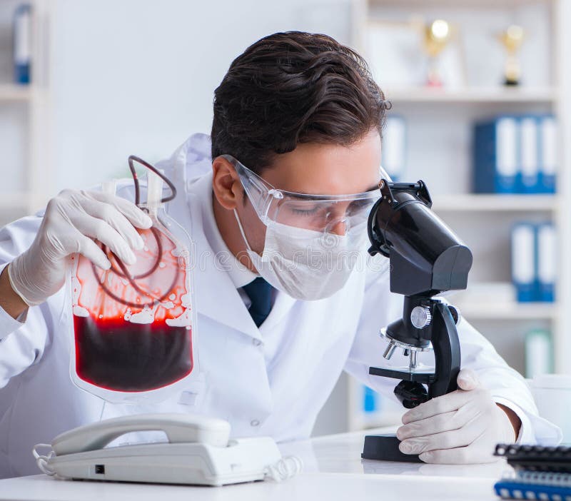 Doctor Working with Blood Samples in Hospital Clinic Lab Stock Image ...