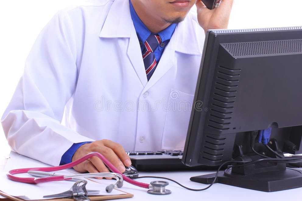 Doctor Working Desk with White Background Stock Photo - Image of ...