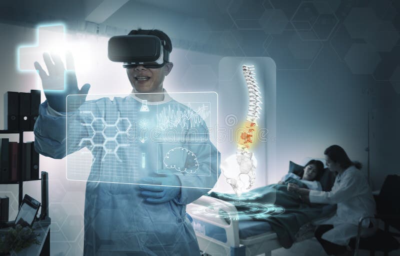 Doctor Working Digital Modern Virtual Screen. Medical Technology ...