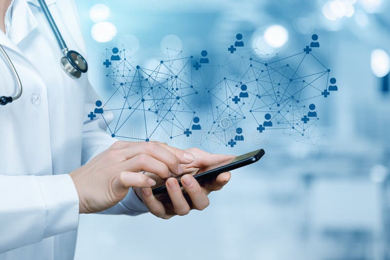 The Doctor Working at the Medical Network Stock Photo - Image of blue ...