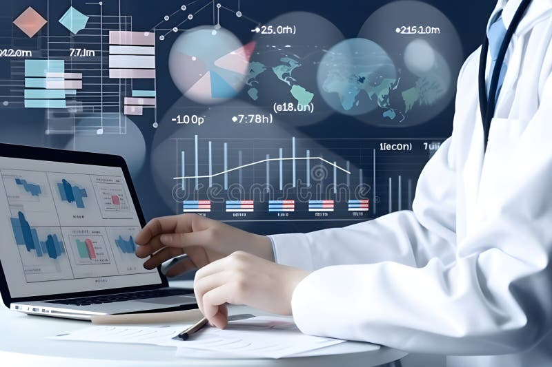 Doctor Working on Modern Computer, Medical Analysis. Medical Concept ...