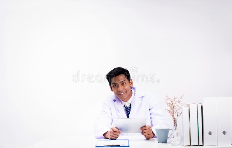 The Doctor is Working at Office,using Ipad Stock Photo - Image of ...