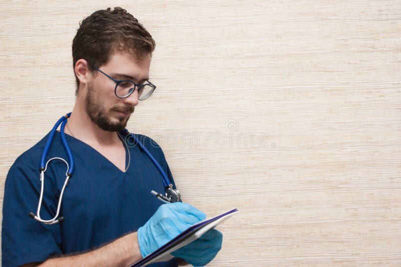 A Doctor Working in the Physician Room Stock Image - Image of copy ...