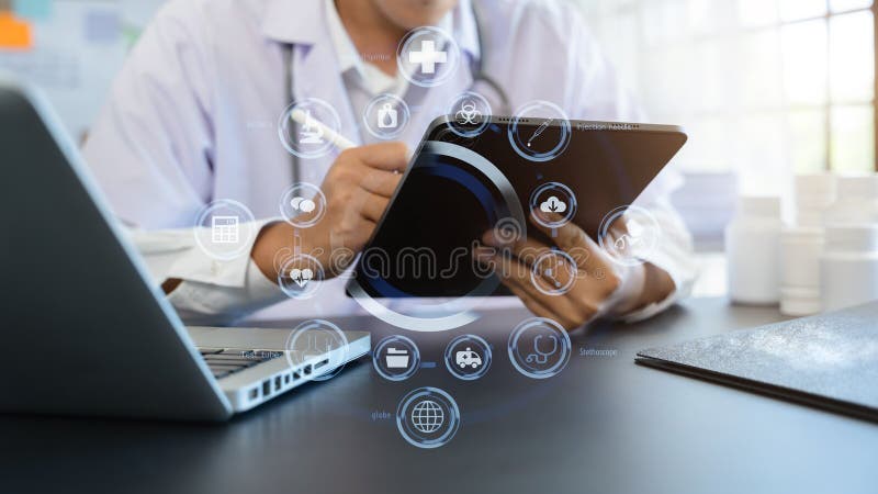 Doctor Working on the Table, Examine the Concept of Finding Information ...