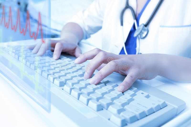 Doctor Working on the Virtual Computer. Editorial Photo - Image of ...