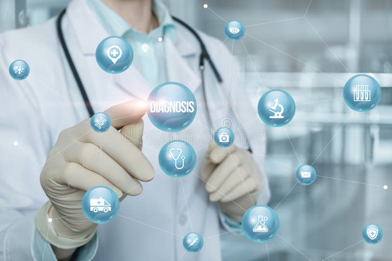 Doctor Working on a Virtual Computer Screen Stock Image - Image of ...