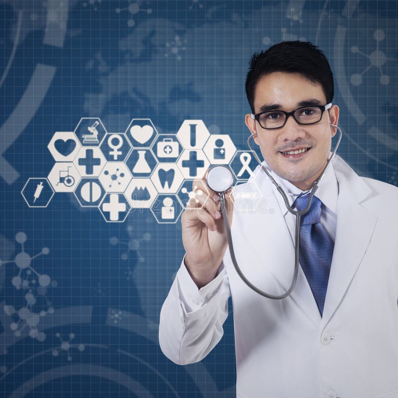 Doctor Working with Virtual Screen Stock Photo - Image of help, korean ...