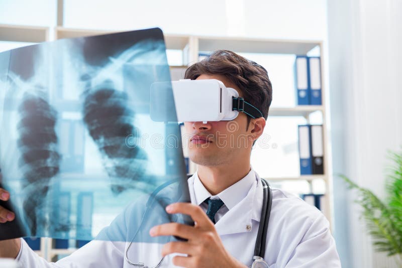 The Doctor Working with Virtual Vr Reality Glasses Stock Image - Image ...
