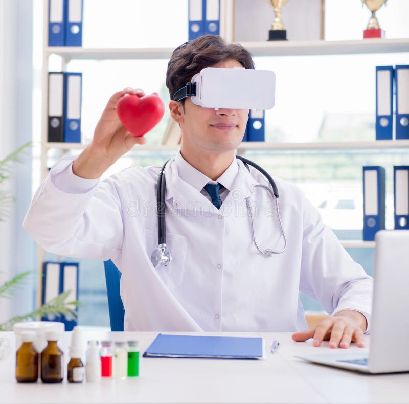 Doctor Working with Virtual VR Reality Glasses Stock Image - Image of ...