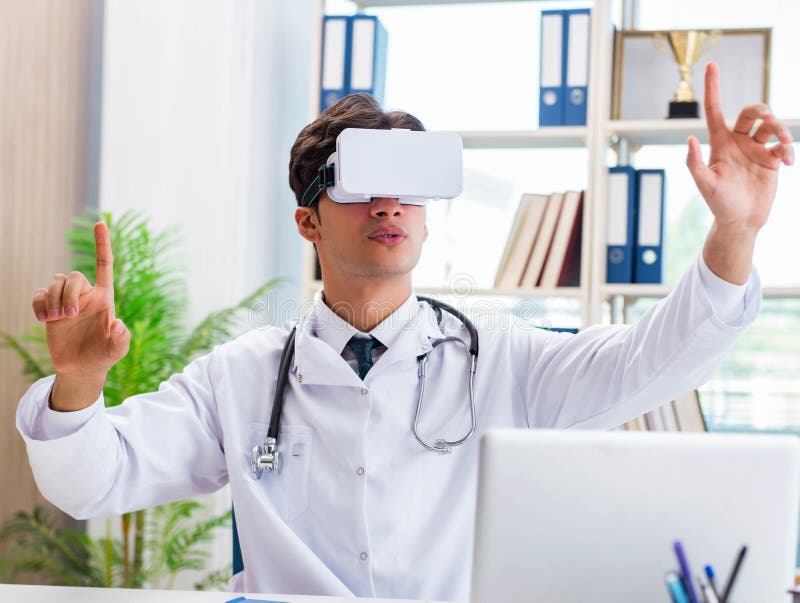 Doctor Working with Virtual VR Reality Glasses Stock Photo - Image of ...