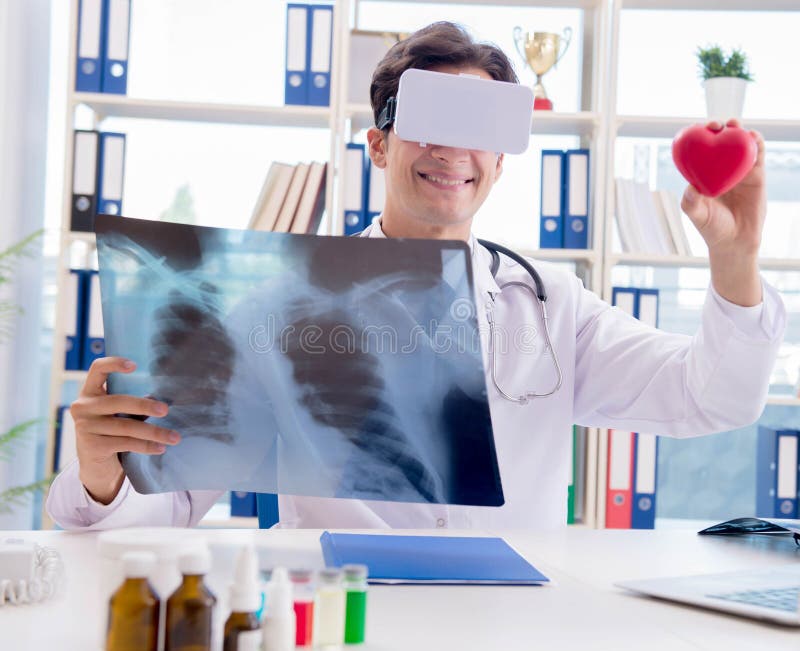 Doctor Working with Virtual VR Reality Glasses Stock Photo - Image of ...