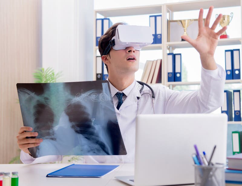 Doctor Working with Virtual VR Reality Glasses Stock Photo - Image of ...