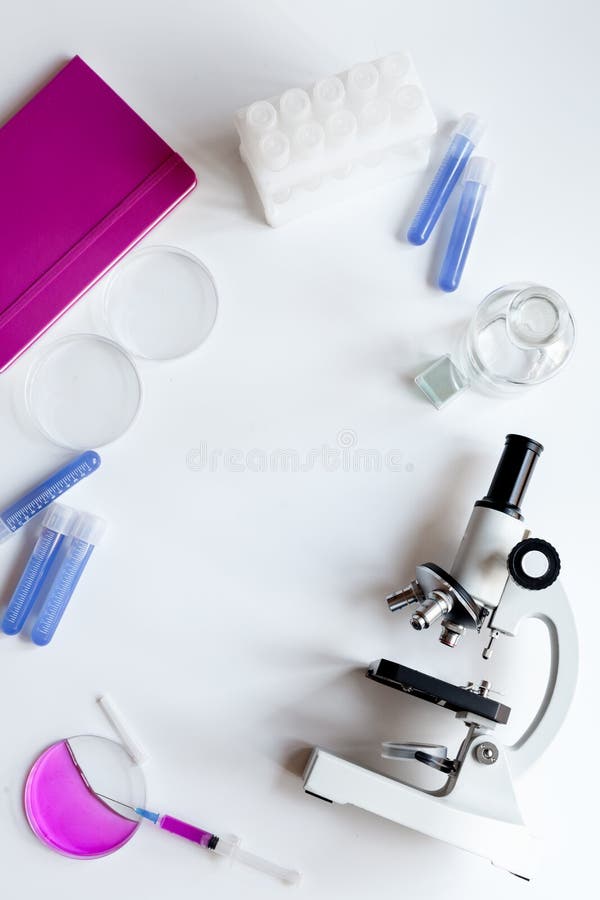 Doctor Workplace with Microscope at Lab Top View Stock Image - Image of ...