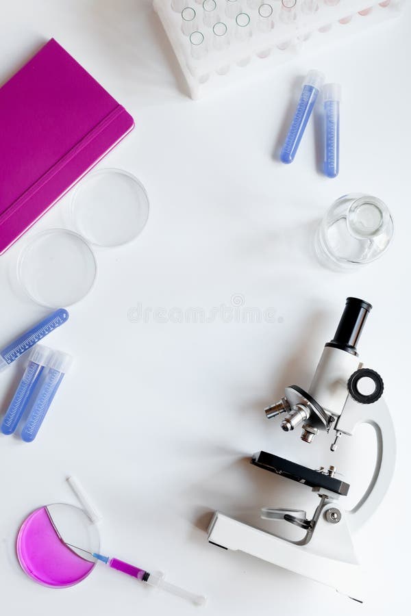 Doctor Workplace with Microscope at Lab Top View Stock Image - Image of ...
