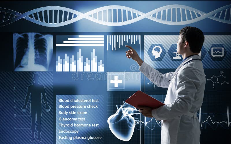 Doctor Works with Digital Interface Stock Image - Image of caucasian ...